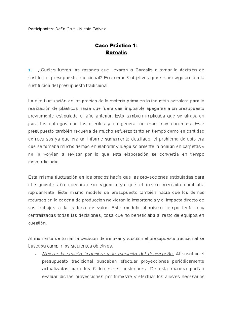 Caso práctico: Borealis | PDF | Presupuesto | Internet de las Cosas