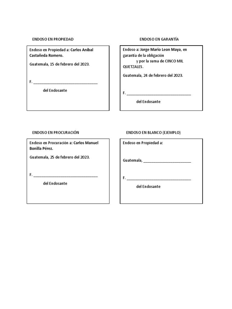 Tipos de Endoso | PDF