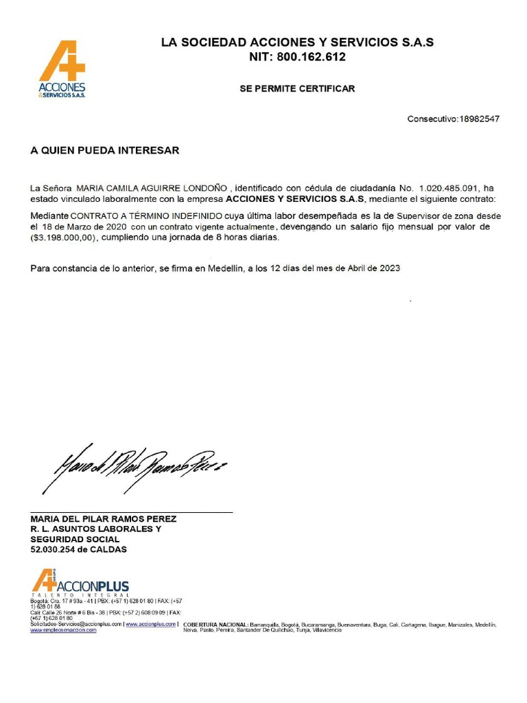 Modelo Carta Laboral | PDF