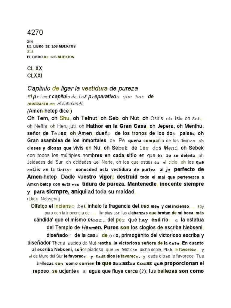 Fuente Primaria - El Libro de Los Muertos, Cap. 171, Pp. 314 A 319 | PDF | Religión y espiritualidad