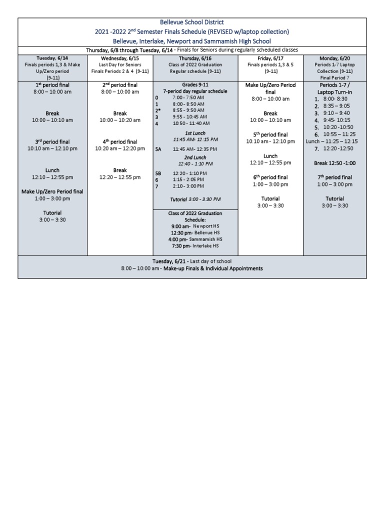 BSD S2 Finals Schedule REV | PDF