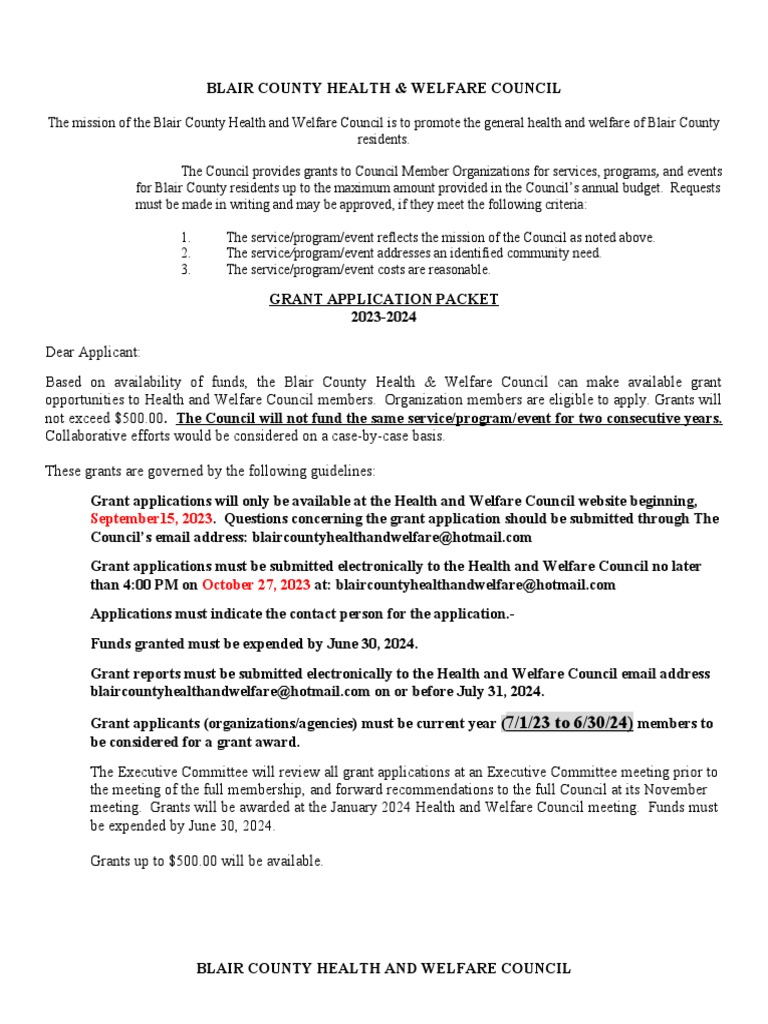 23-24 Blair County Health and Welfare Council Grant Application - Final ...
