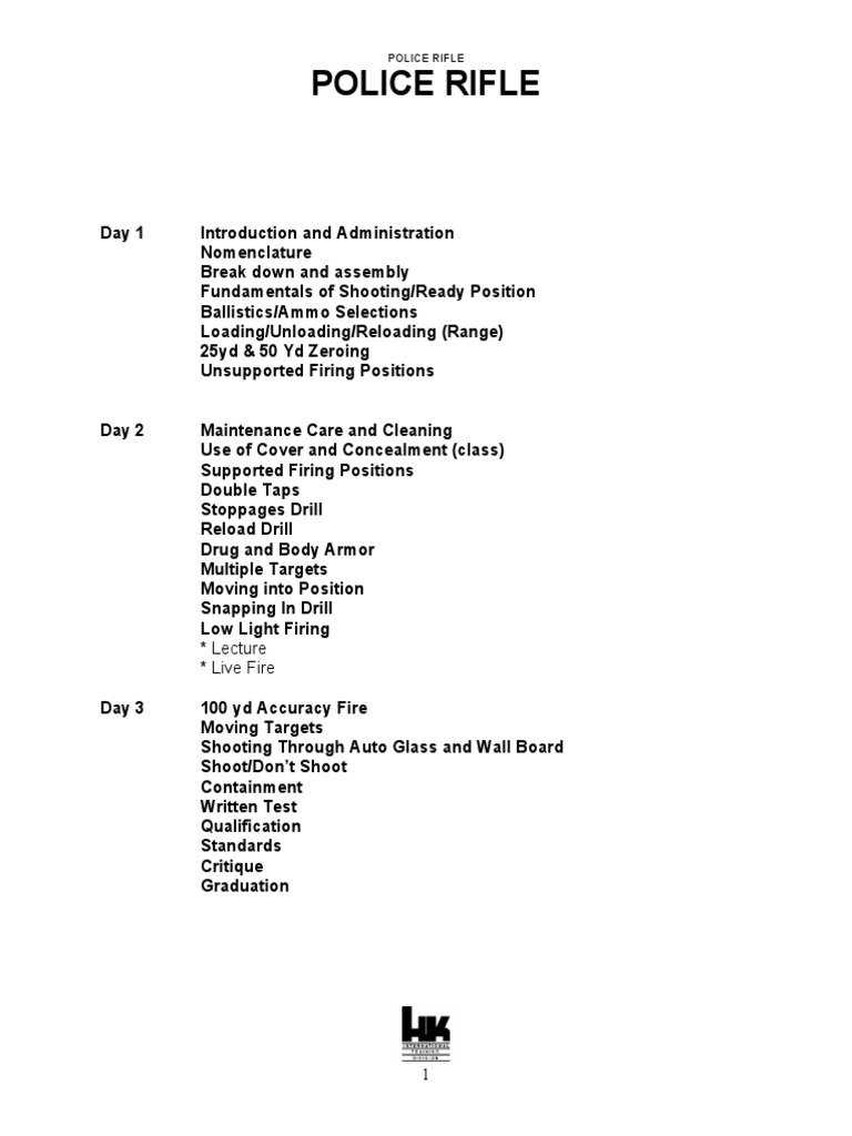Police Rifle Student Handout | PDF