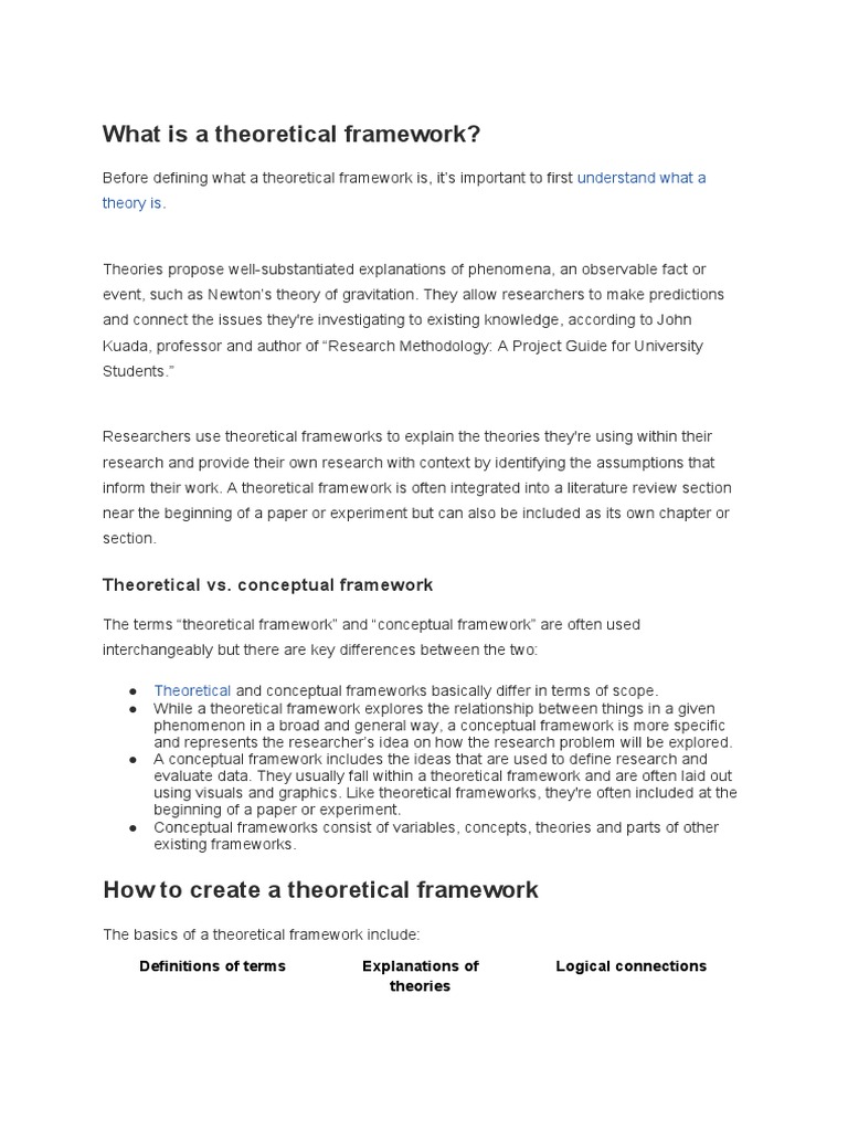What Is A Theoretical Framework | PDF | Theory | Conceptual Framework