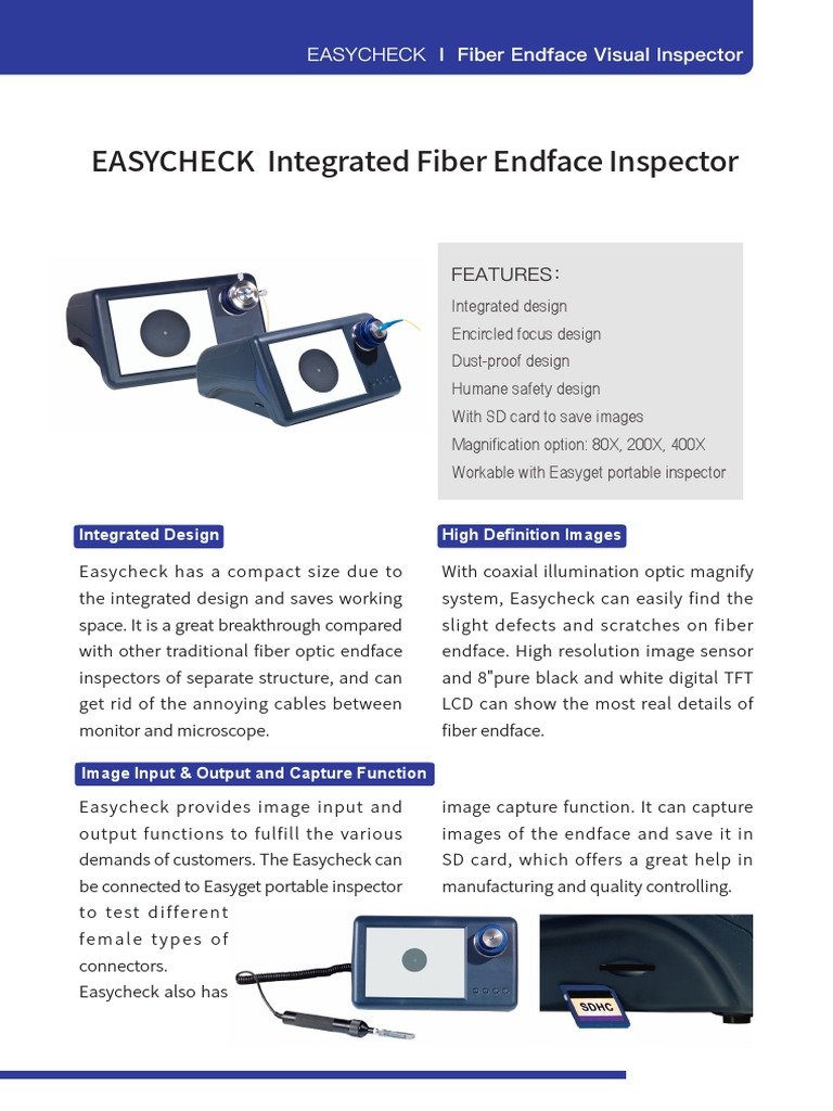EASYCHECK Integrated Fiber Endface Inspector E | PDF