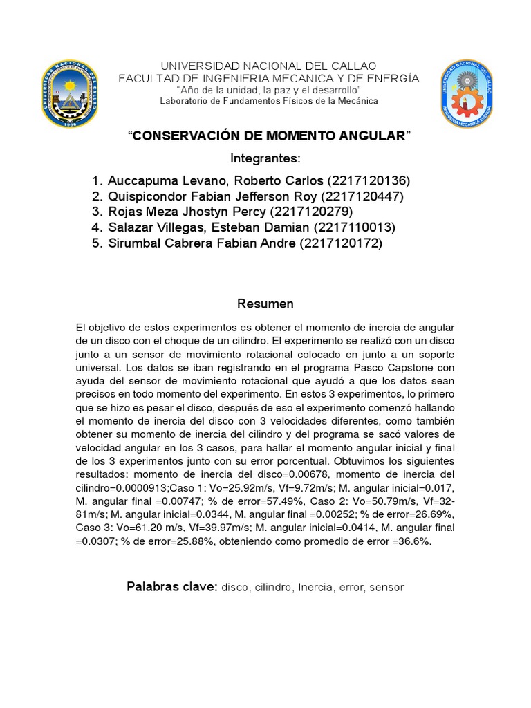 Conservación de Momento Angular | PDF | Momento angular | Fuerza