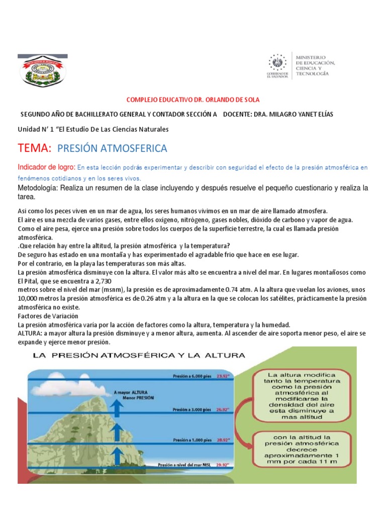 Presión Atmosferica | PDF | Presión atmosférica | Atmósfera