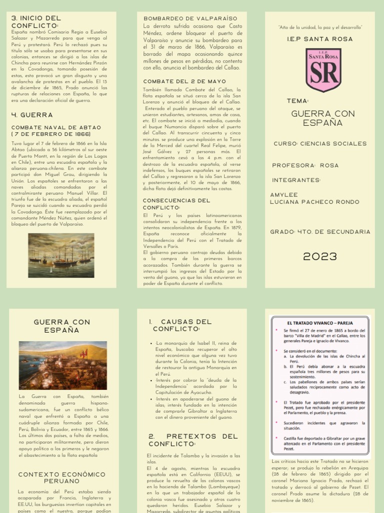 Triptico Guerra Con España | PDF