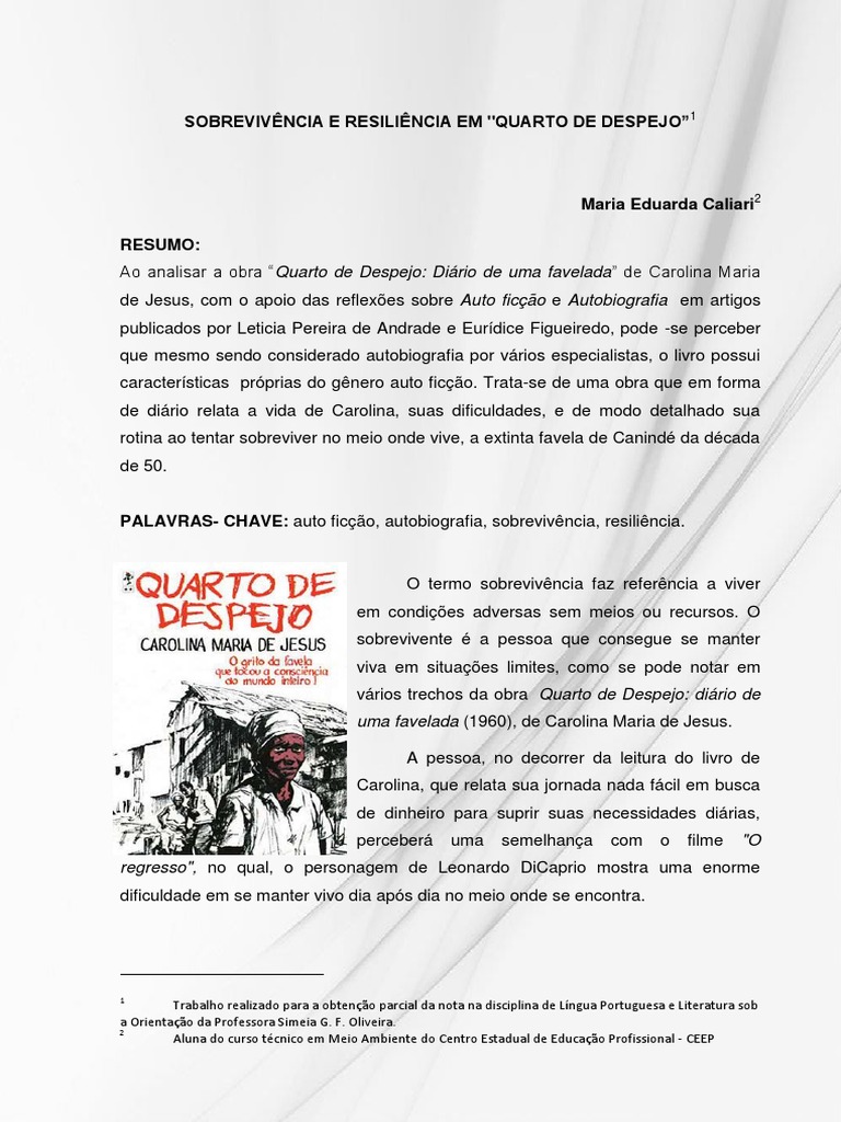 Quarto de Despejo | PDF | Realidade | Livros