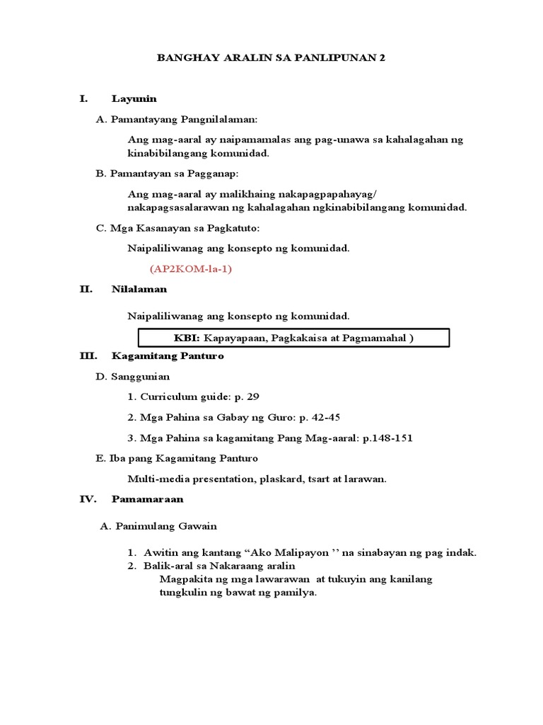 DLP Banghay Aralin Sa Panlipunan 2 | PDF