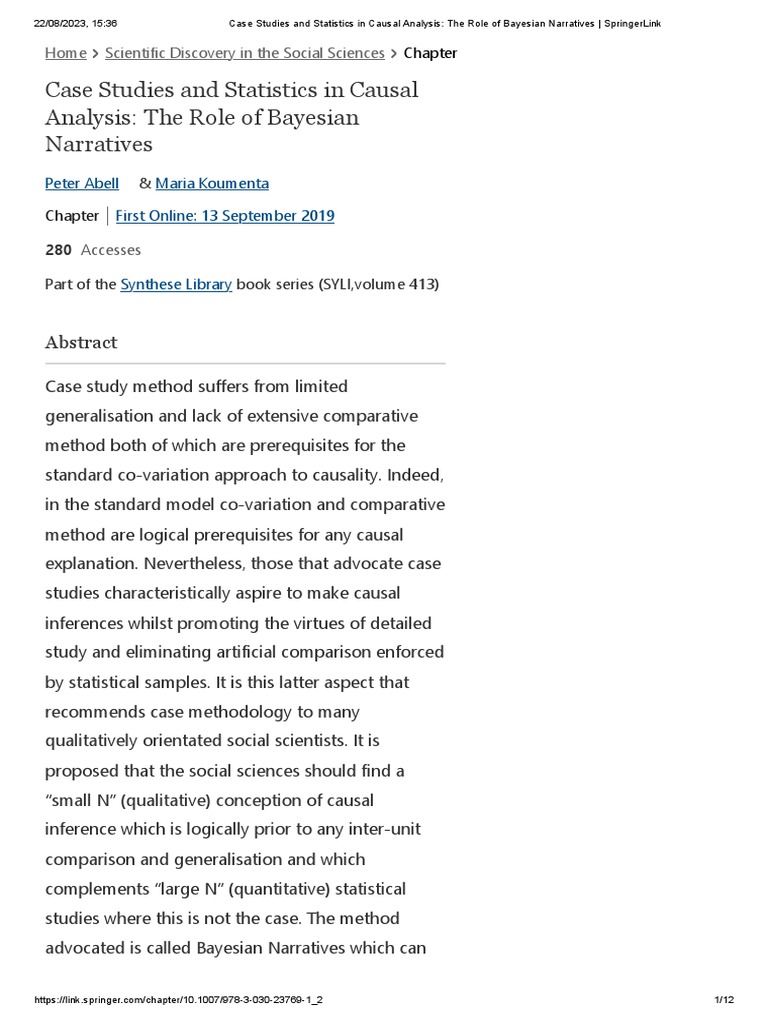 Abell, Koumenta - 2019 - Case Studies and Statistics in Causal Analysis The Role of Bayesian ...