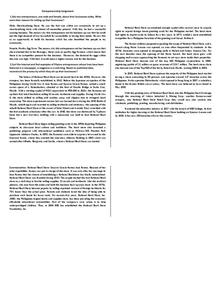 Entrepreneurship Assignment | PDF | Economies Entrepreneurship Assignment | PDF | Economies