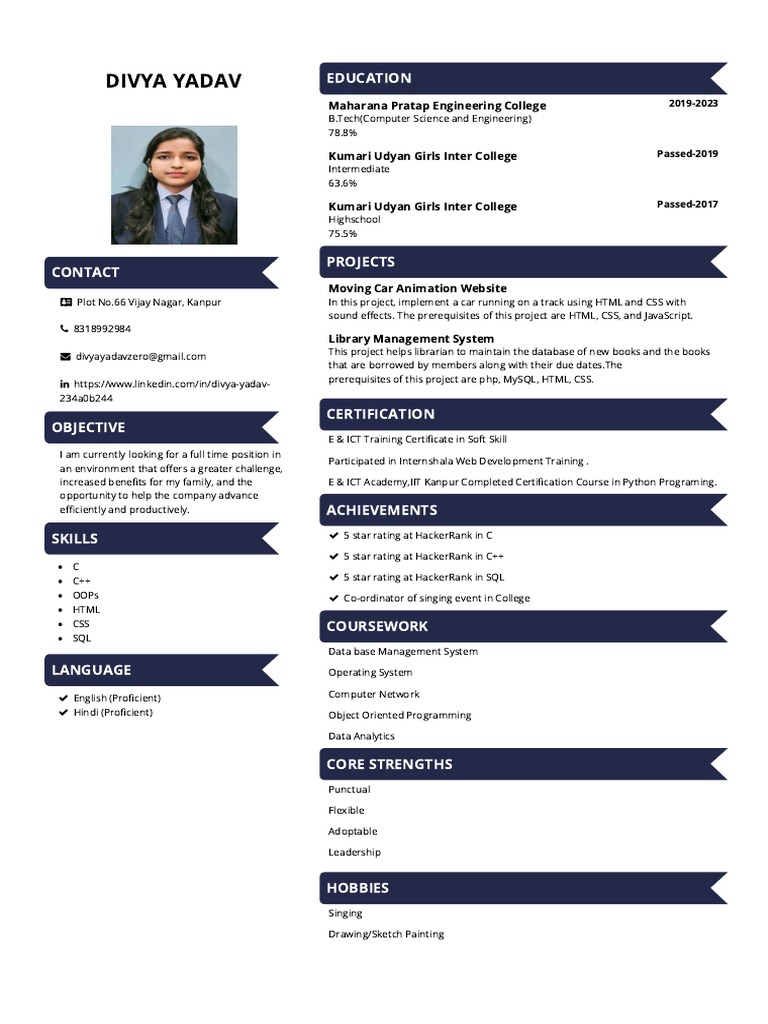 Resume Divya | Download Free PDF | Computing | Software Engineering