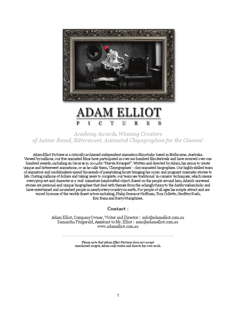 Adam Elliot Pictures Press Kit | PDF