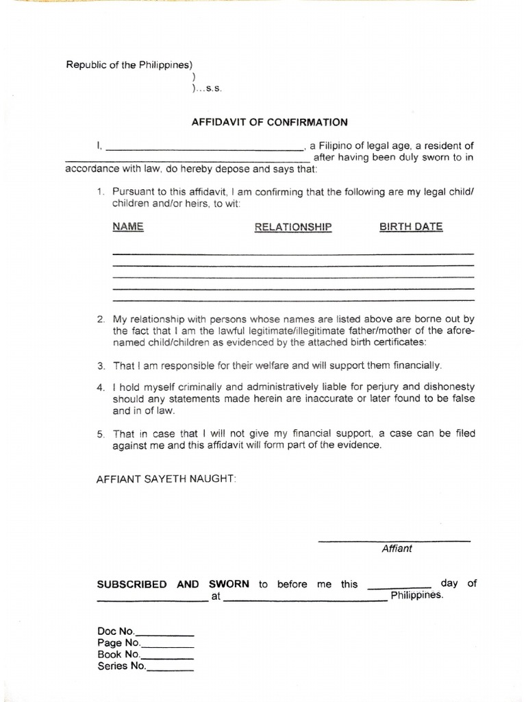 Affidavit of Confirmation and Undertaking 1 | PDF