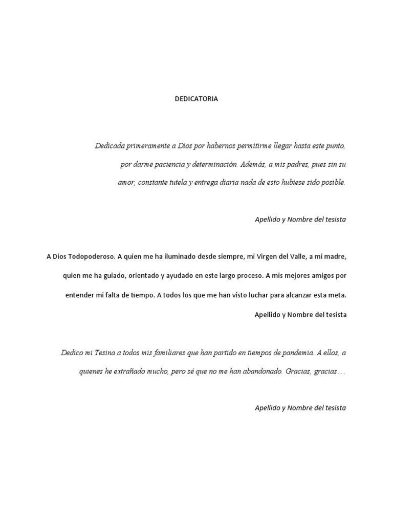 Modelo de Dedicatoria | PDF