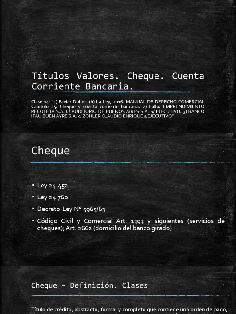 Cheques y Cuentas Corrientes: Guía Legal | PDF | Cheque | Bancos