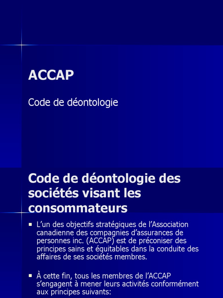 ACCAP - Code de Déontologie | PDF