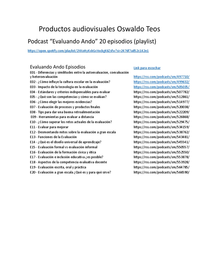 Productos Audiovisuales de Teos | PDF | Evaluación | Cognición