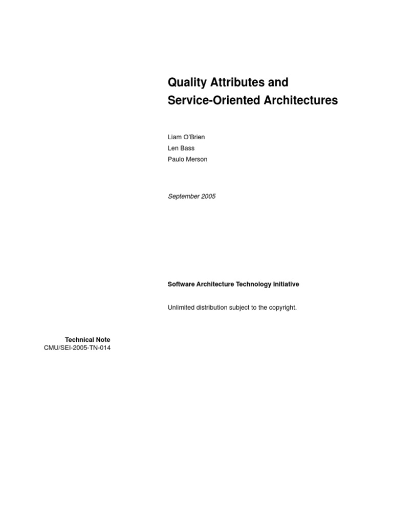 Quality Attributes Of A Service Oriented Architecture Pdf Service Oriented Architecture Xml