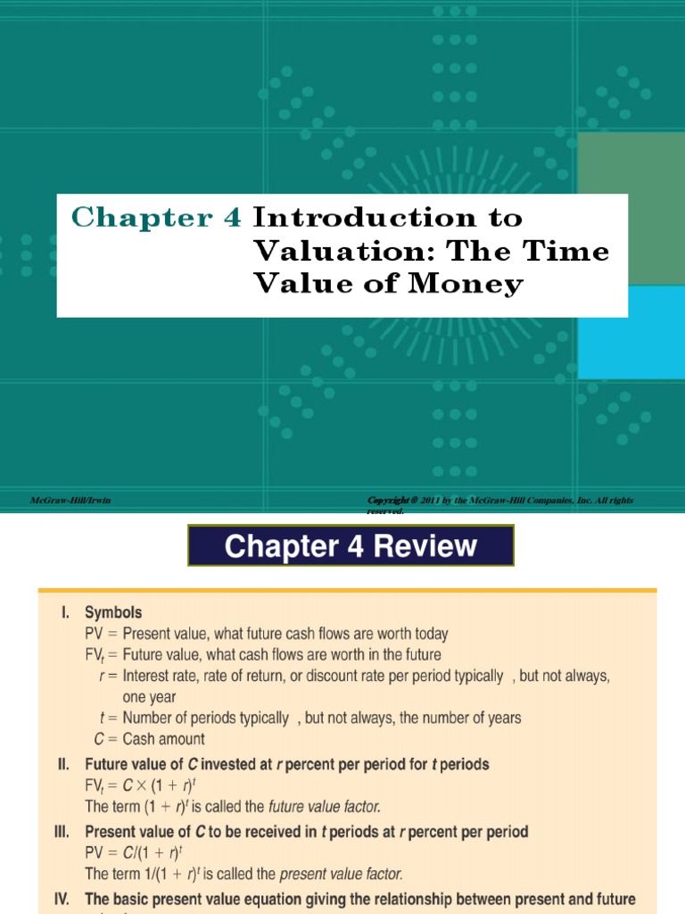 Ch4 Introduction to Valuation The Time Value of Money -Facebook | PDF | Interest | Present Value