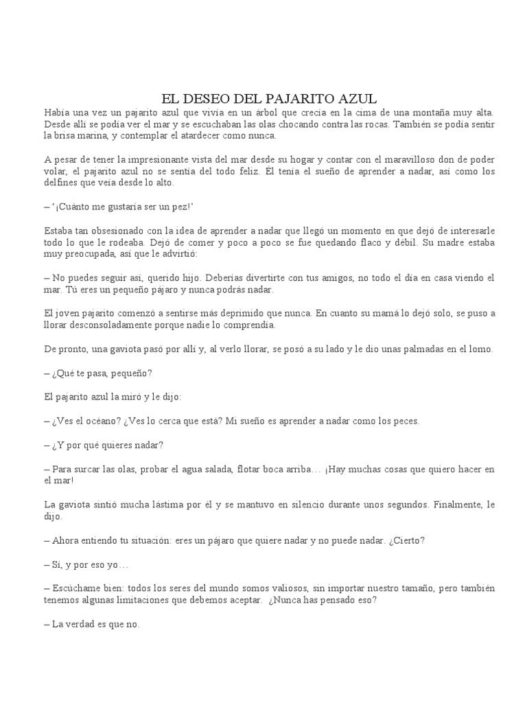 El deseo del pajarito azul | PDF
