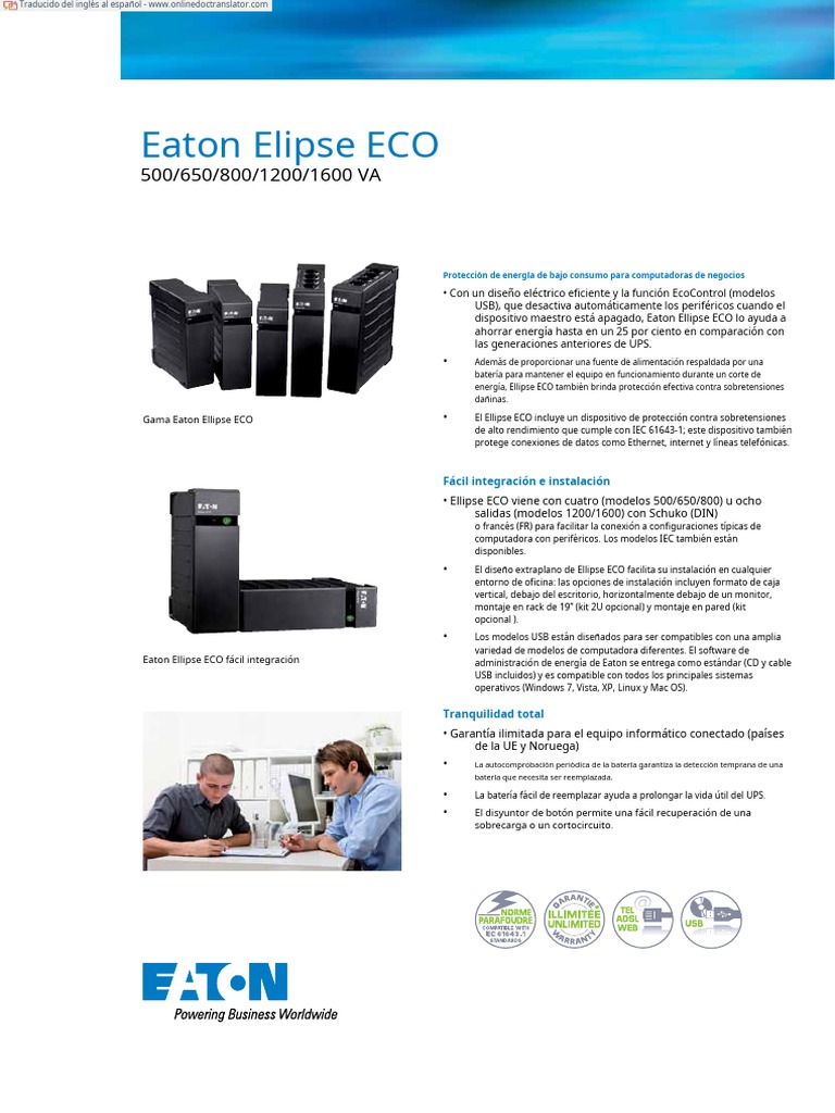 Eaton Ellipse Eco User - Guides en Apac - Es | PDF | Technology ...