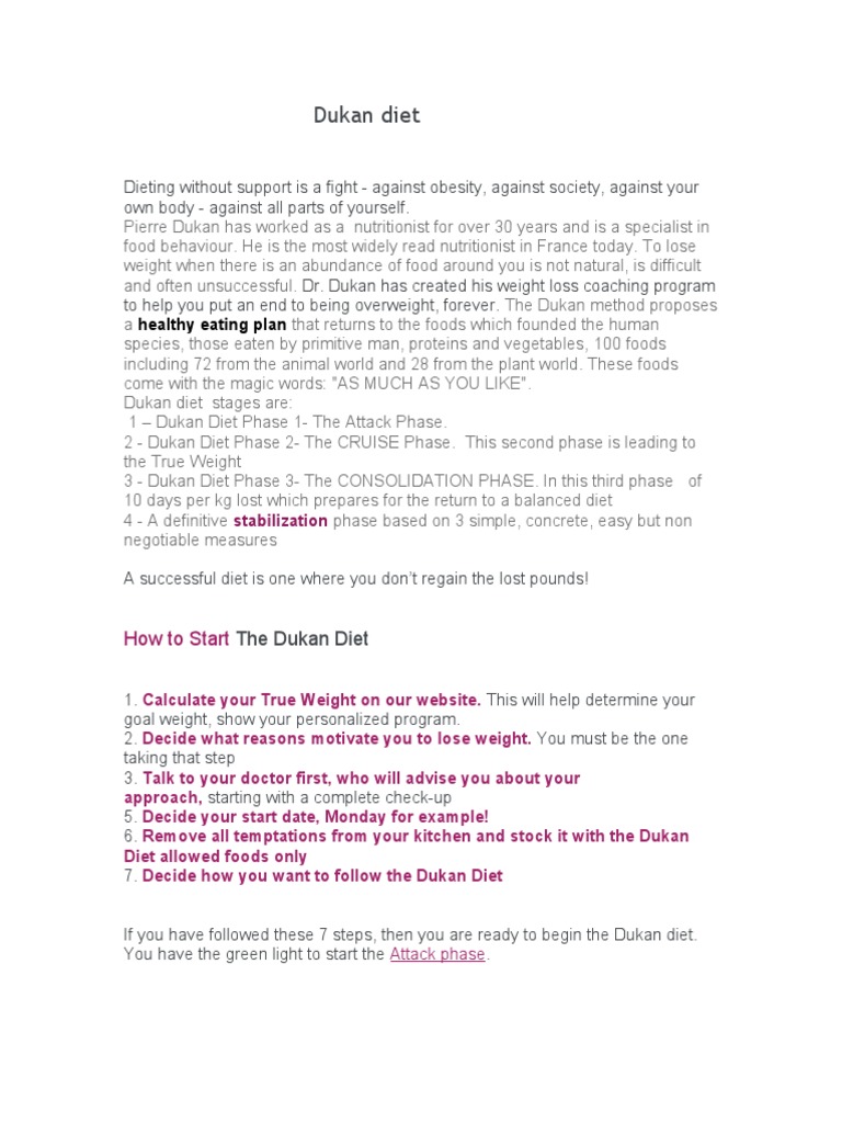 Dukan Diet: 7 Steps to Start Successfully | PDF