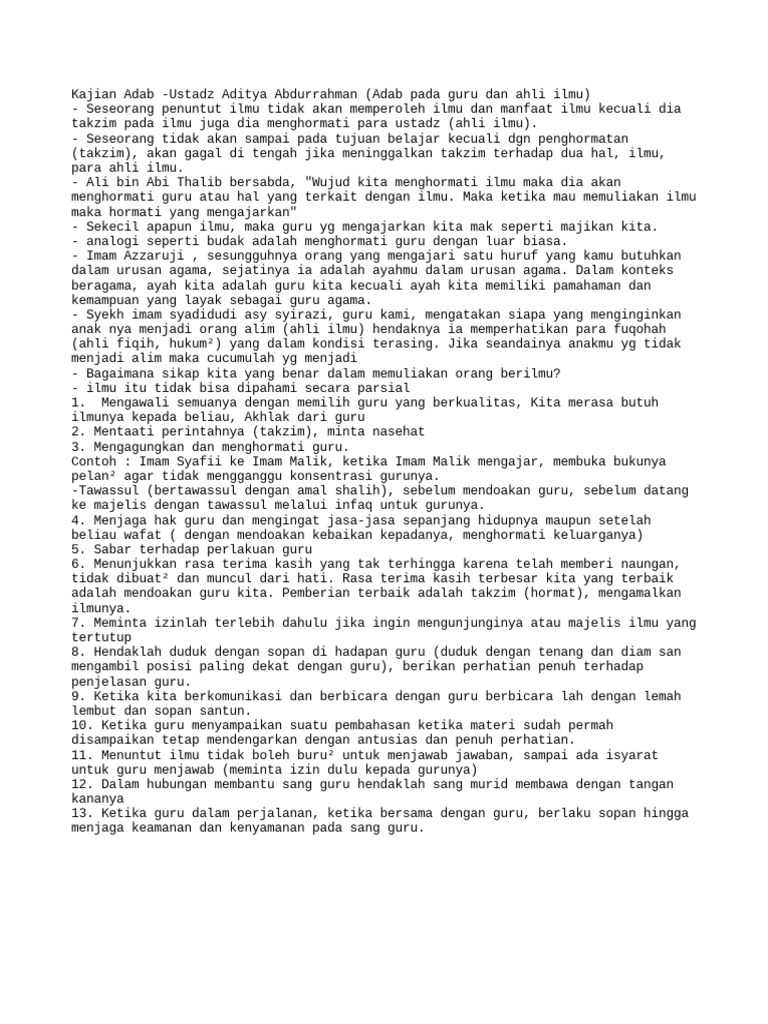 Adab Menghormati Guru dalam Ilmu | PDF | Agama & Spiritualitas