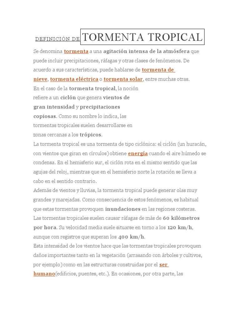 TORMENTA TROPICAL | PDF | Ciclones tropicales | Tormentas