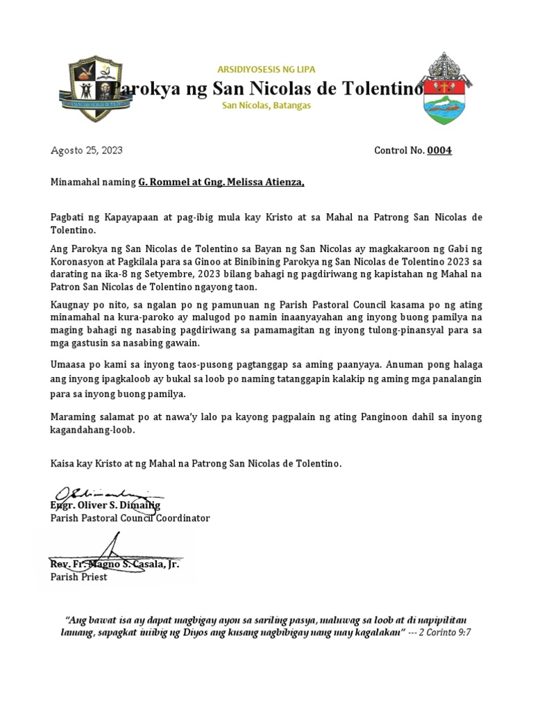 Solicitation Letter - G. at Bb. 2023 - G. at Gng. Atienza | PDF