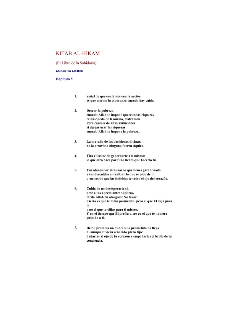 Ahmad Ibn Ata Illah - Kitab Al-Hikam-El Libro de La Sabiduri (Etc.) (Z ...