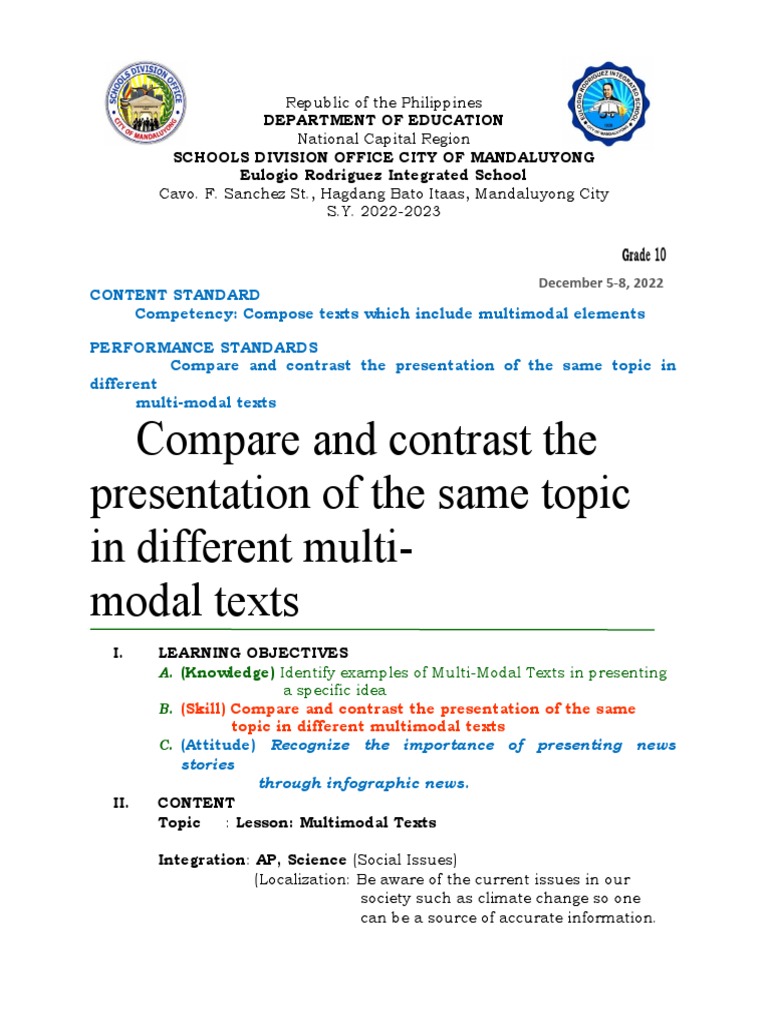 Multimodal Texts Lesson Plan | PDF | Social Science | Art