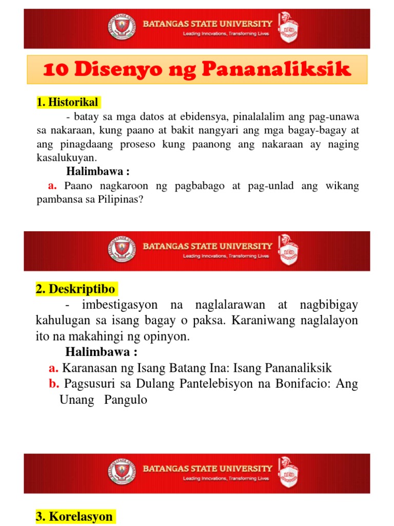 10 Disenyo Sa Pananaliksik | PDF