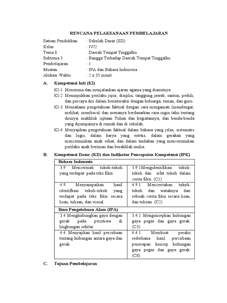 RPP Kelas 4 SMT 2 Mihiis | PDF