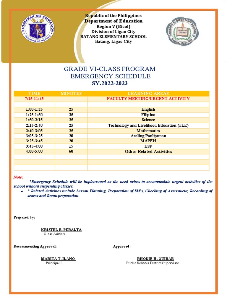 Emergency Schedule 2 PM | PDF