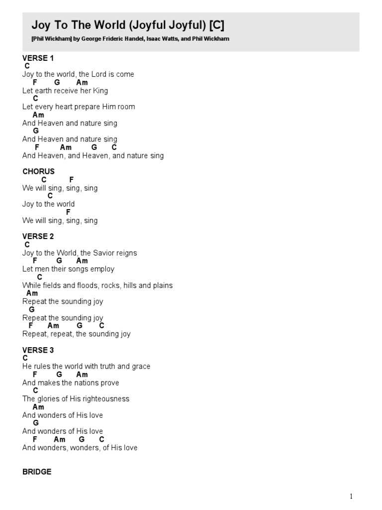 Joy to the World Lyrics & Chords | PDF | Joy To The World | Religious Music