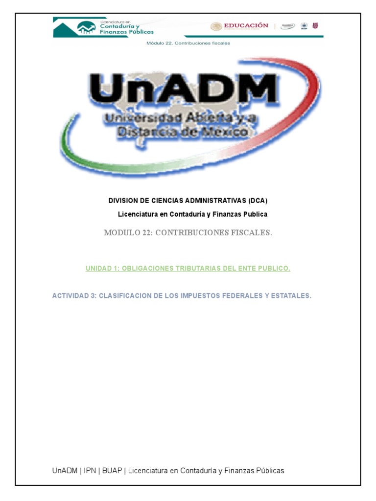 M22 - U1 - A3 Entero de Impuestos Federales | PDF | Impuestos ...