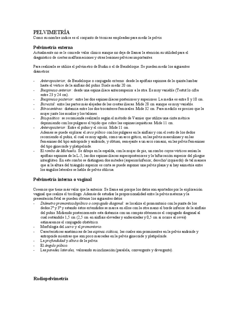 Guía Completa sobre Pelvimetría | PDF | Pelvis | Sistema musculoesquelético