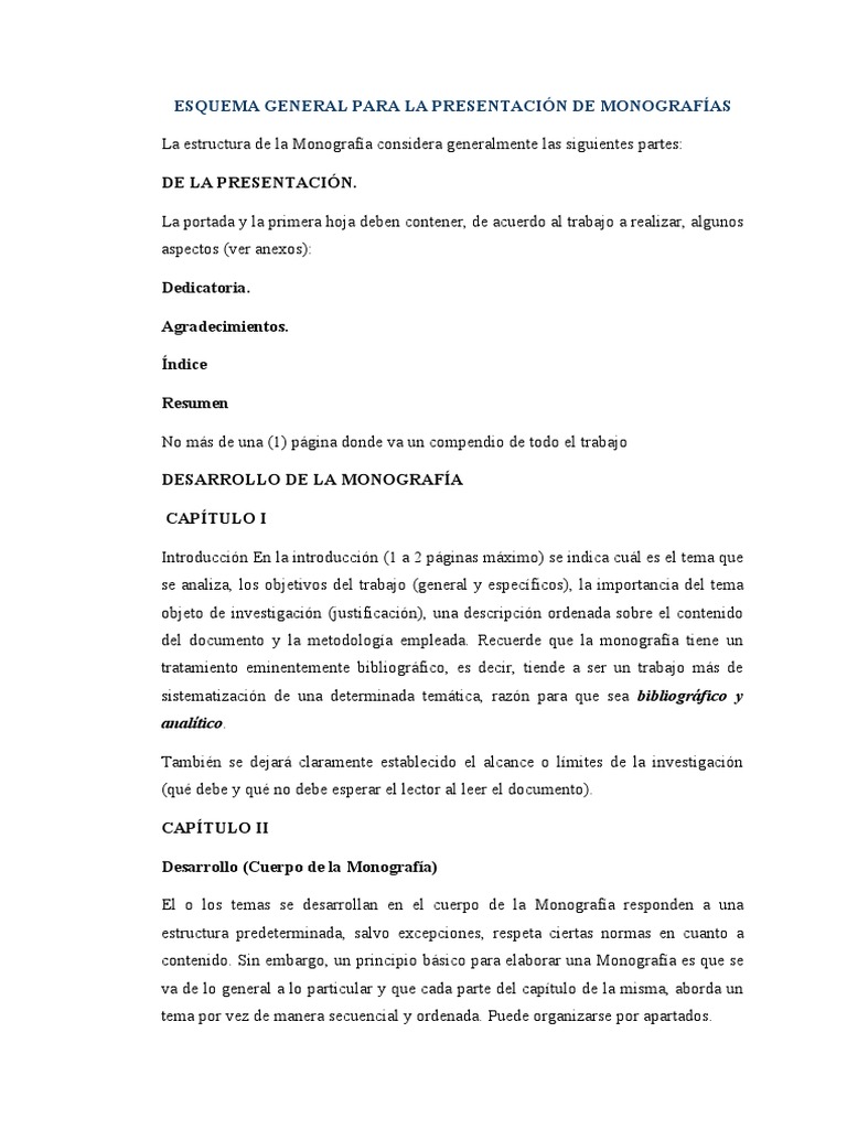 Esquema General para La Presentación de Monografías | PDF | Bibliografía