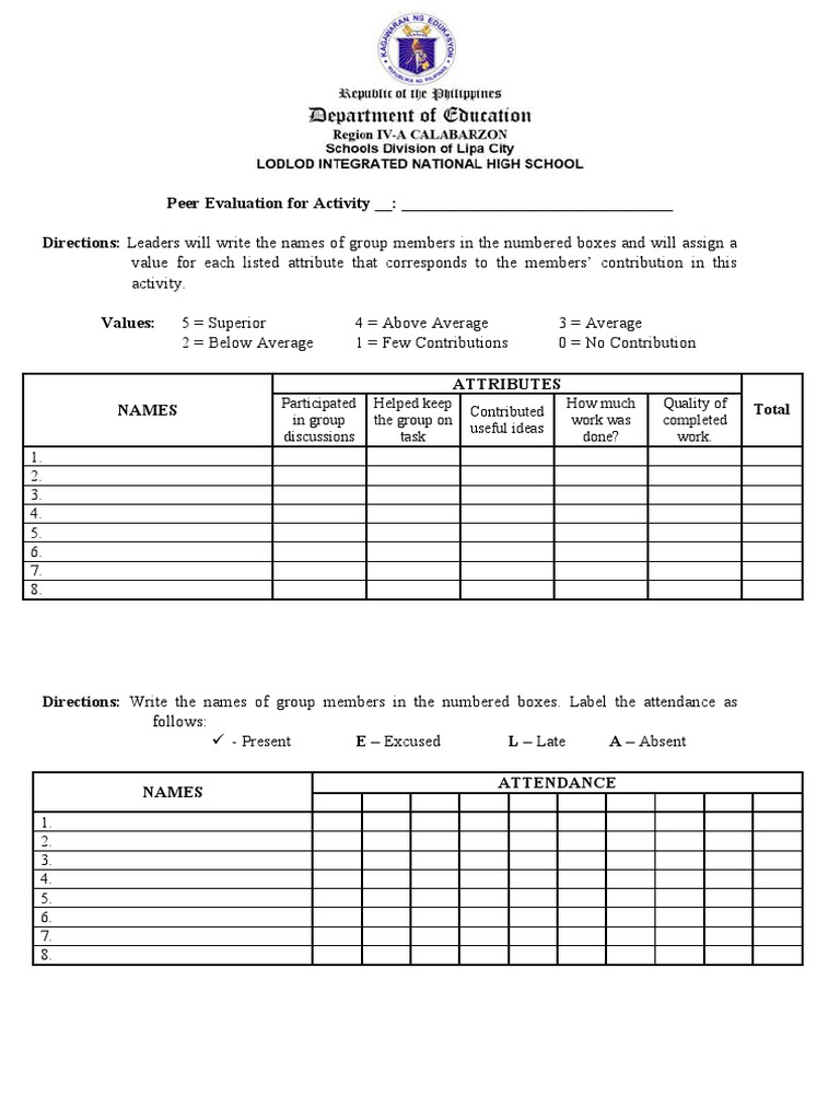 Group Evaluation Form For Research | PDF