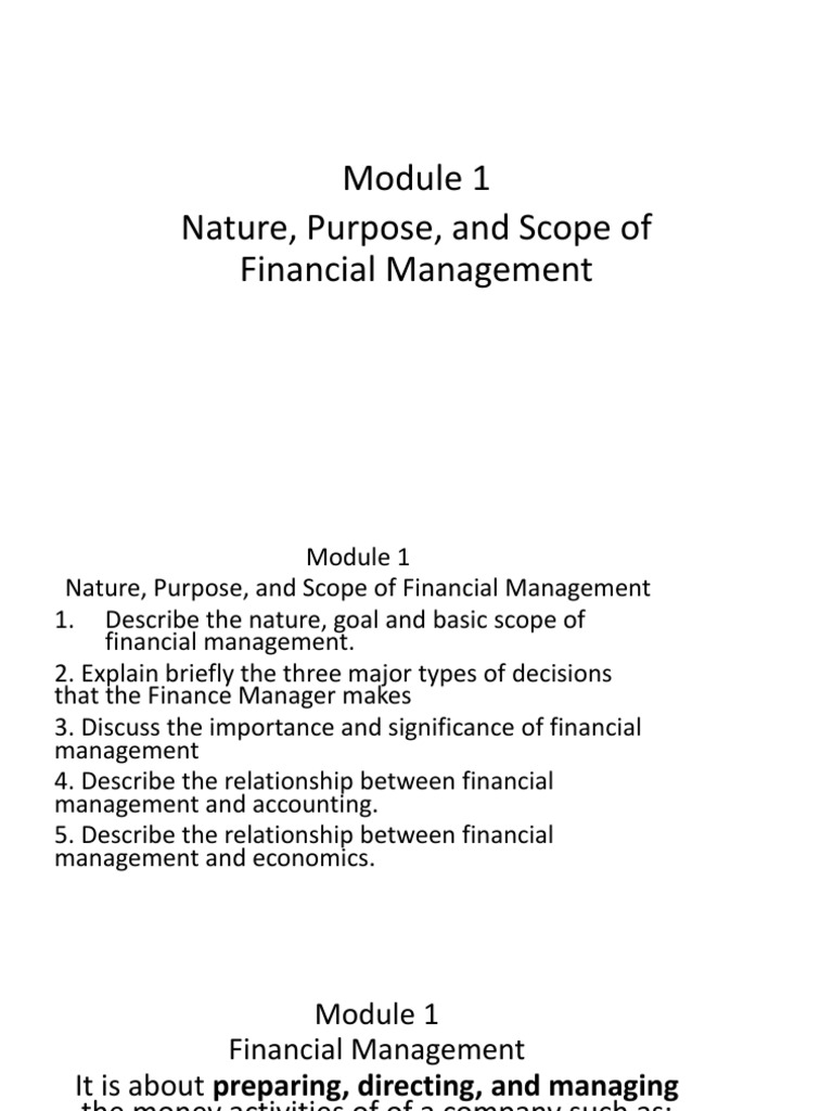 Module 1 Introduction To Financial Management Pdf