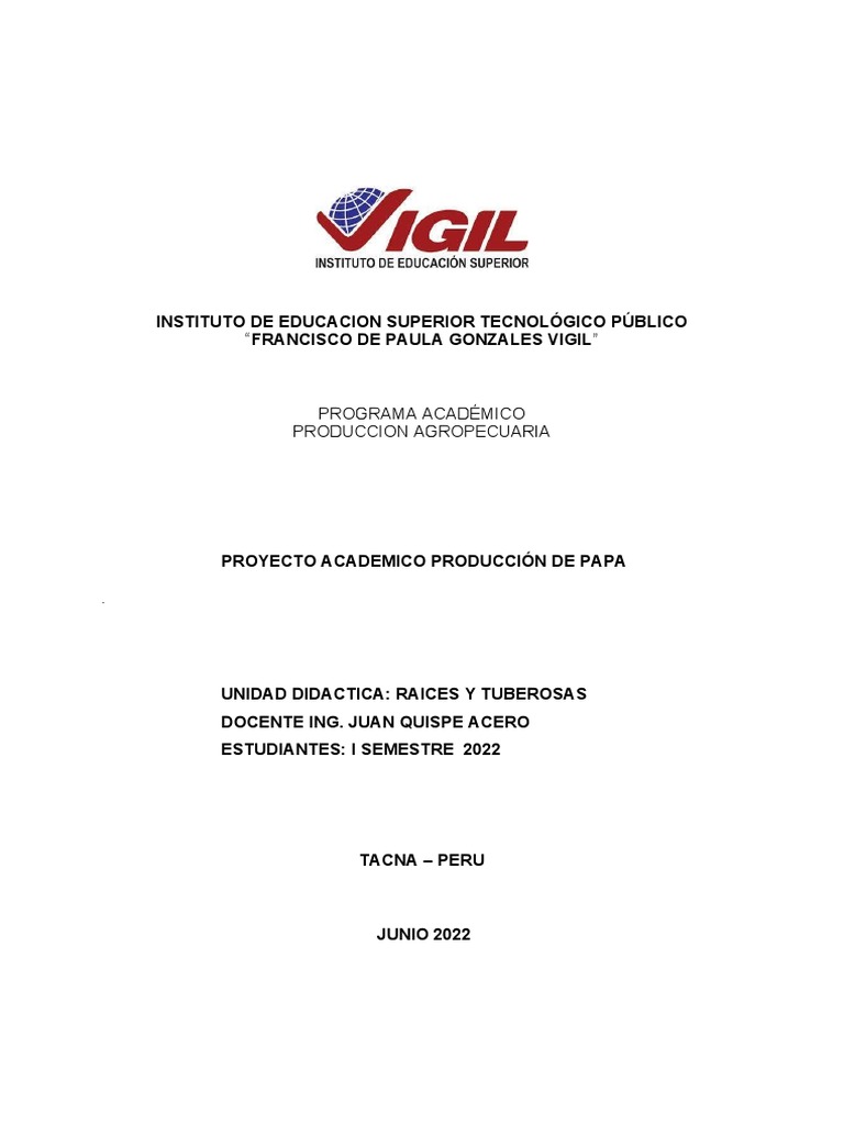 Proyecto Papa Unica Por Jqa 22 Pdf Patata Agricultura