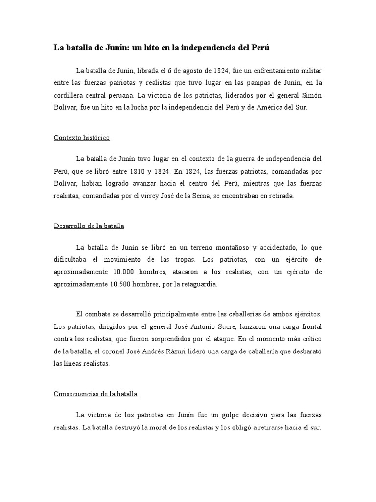 Resumen Batalla de Junín | PDF | Historia