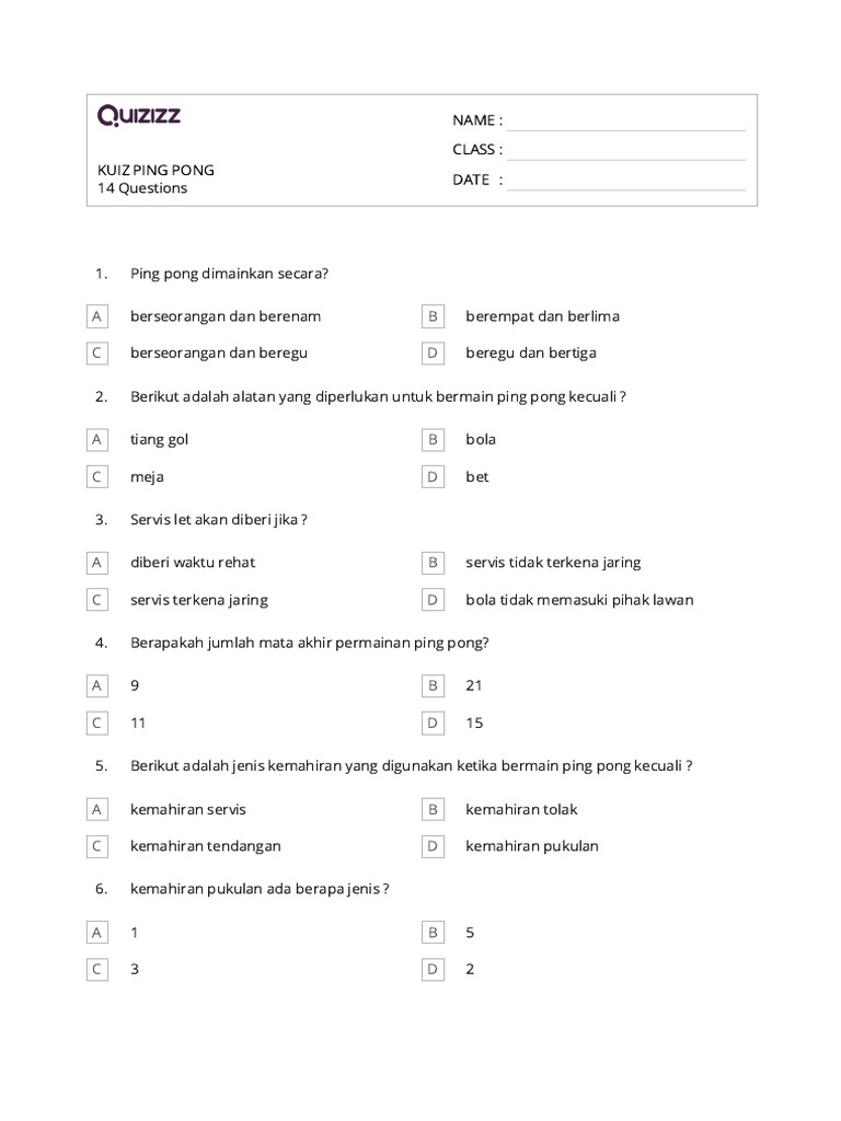 Kuiz Ping Pong 001 | PDF