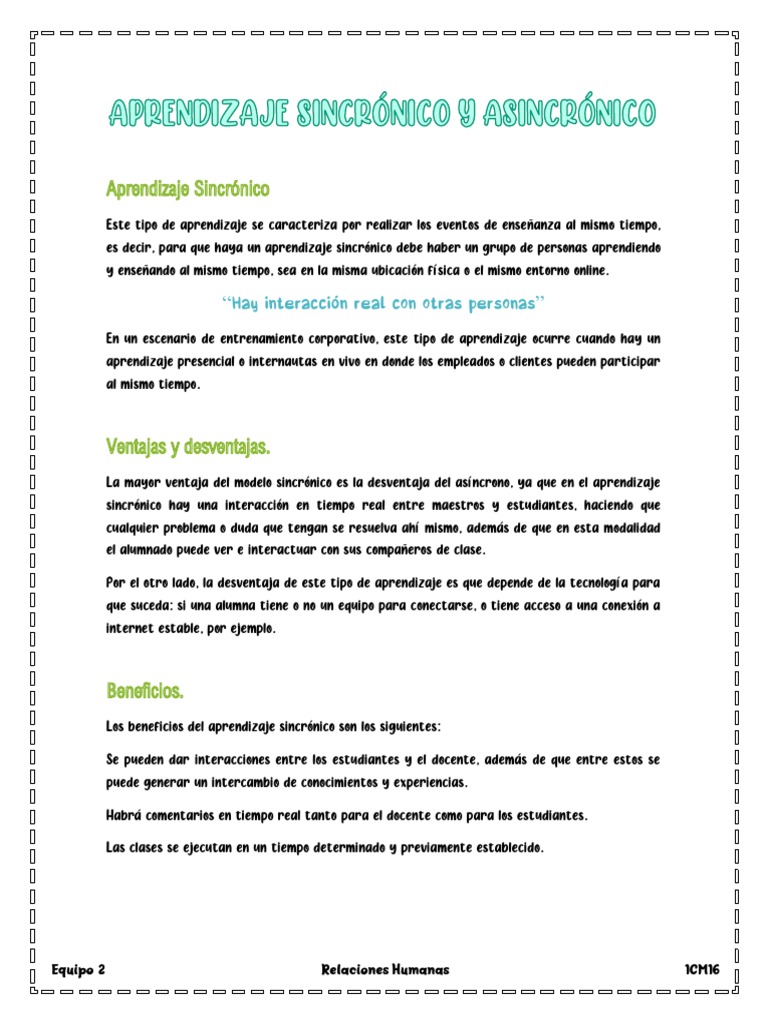 Aprendizaje Sincrónico y Asincrónico | PDF