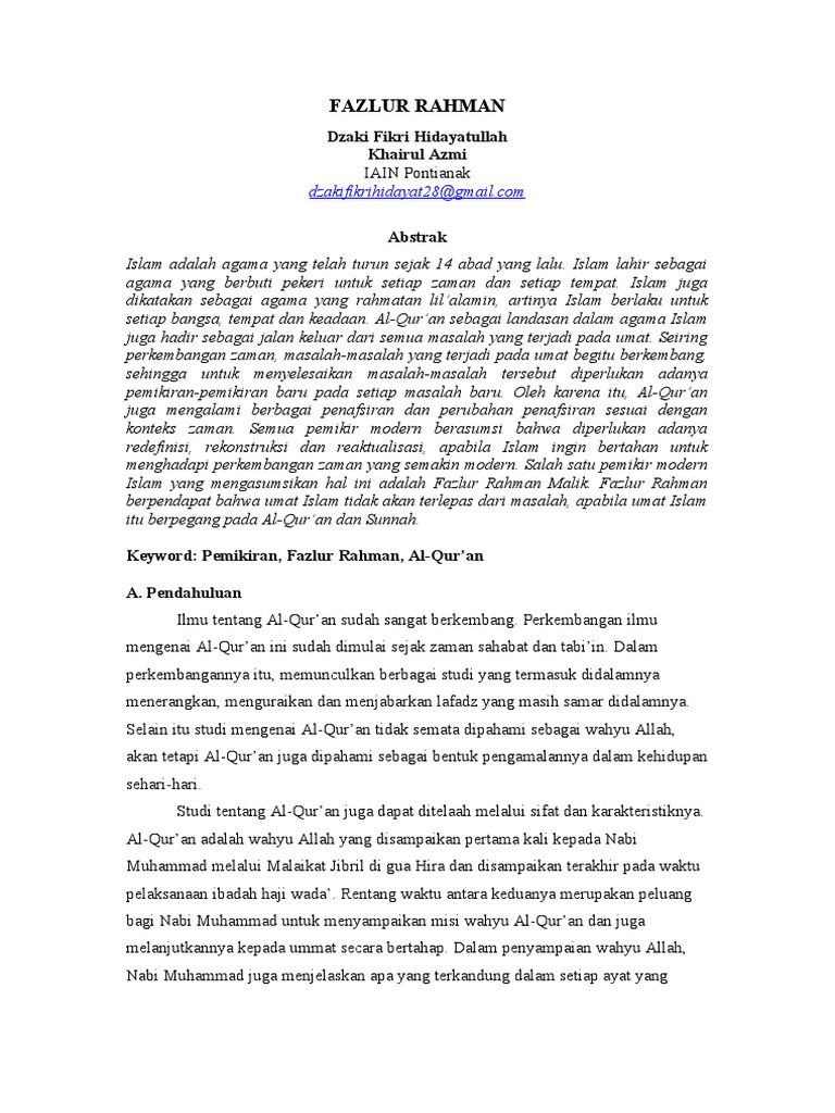 Fazlur Rahman | PDF | Ilmu Sosial | Filsafat