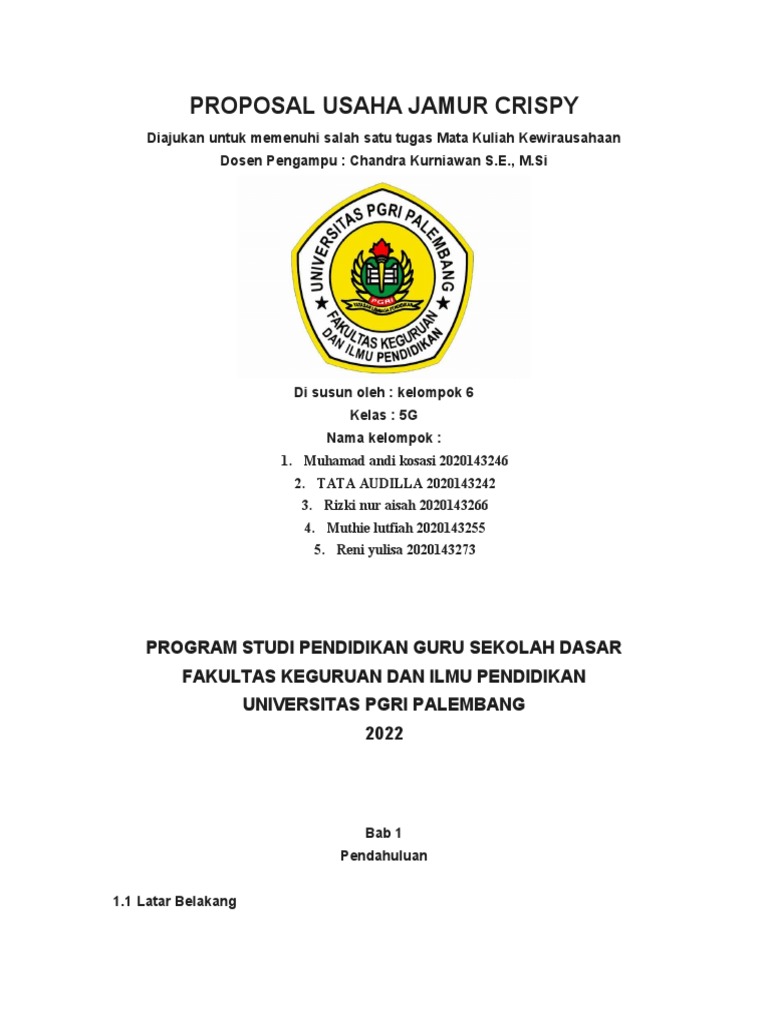 Proposal Jamur Crispi | PDF