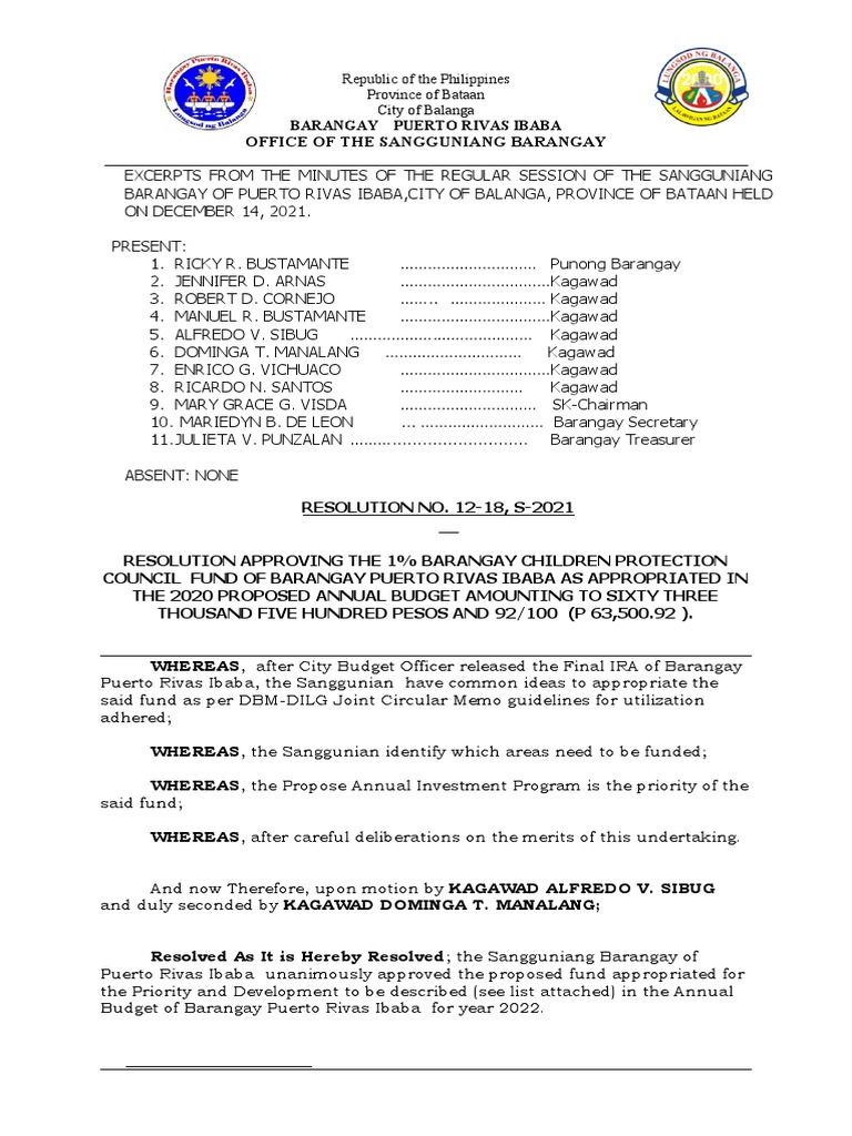 2022 Reso Ibaba BCPC1 | PDF | Government