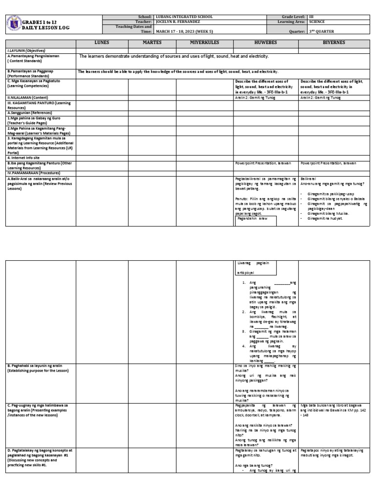 Science 3 - Q3 - W5 | PDF